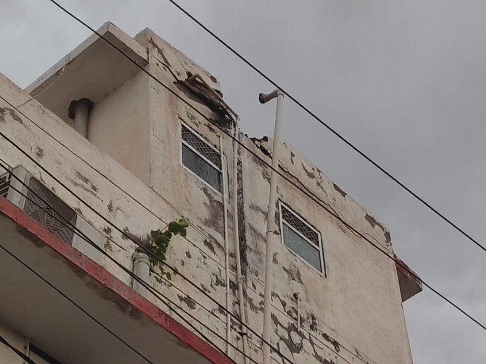 Ratangarh Godavari Building Roof Lightning Strike Damage Water Tank