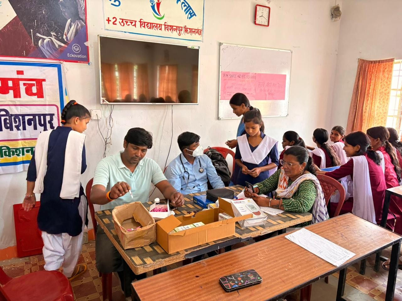 Kishori Manch Health Camp Bishanpur School: Iron, ORS Distributed
