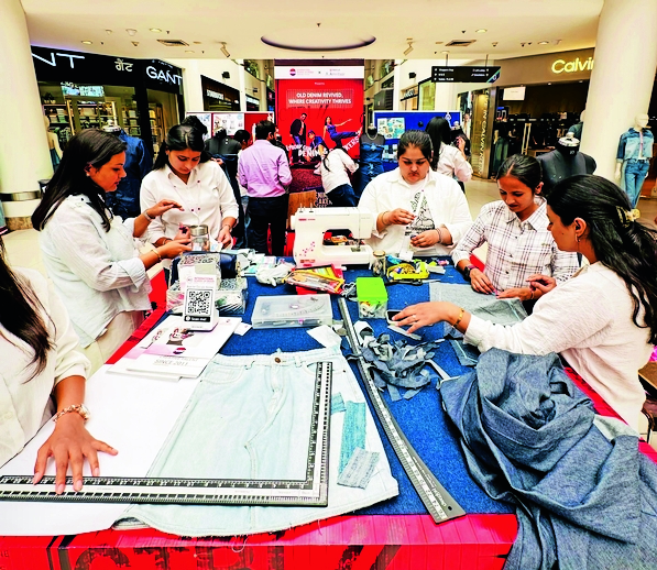 Students at Nexus Mall repurpose old denim into stunning designs