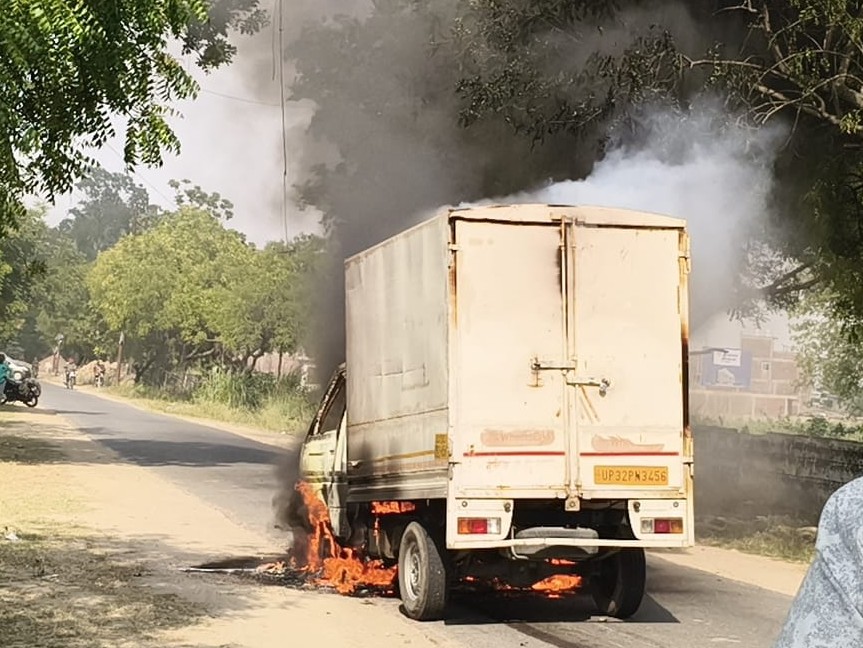 Unnao Accident: Bike Dragged by Loader, Catches Fire