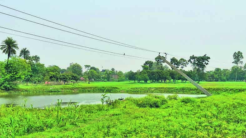 There is a fear of accident due to bending of a pole carrying 11 ...