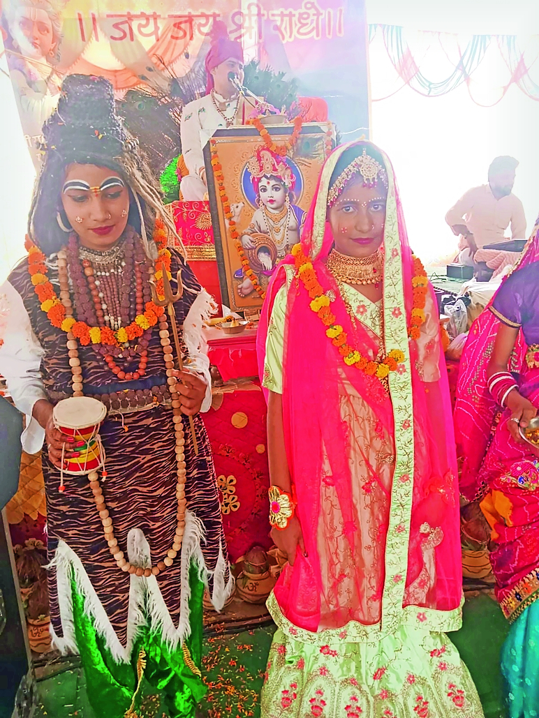 Tableau of Shiva-Parvati marriage decorated