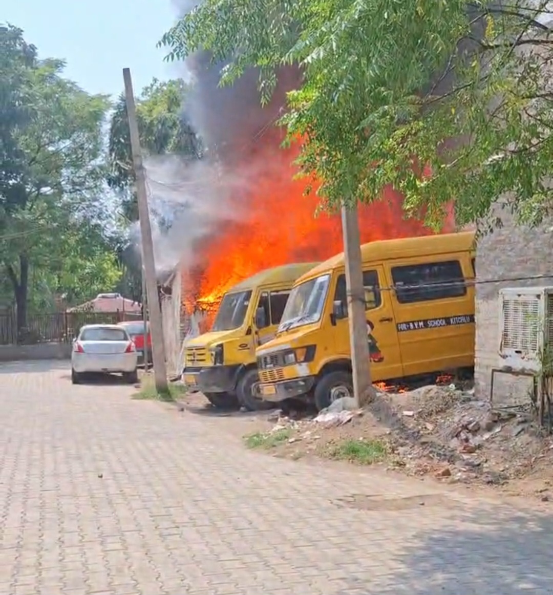 A fire broke out in a slum on an empty plot in Haibowal, taking a ...