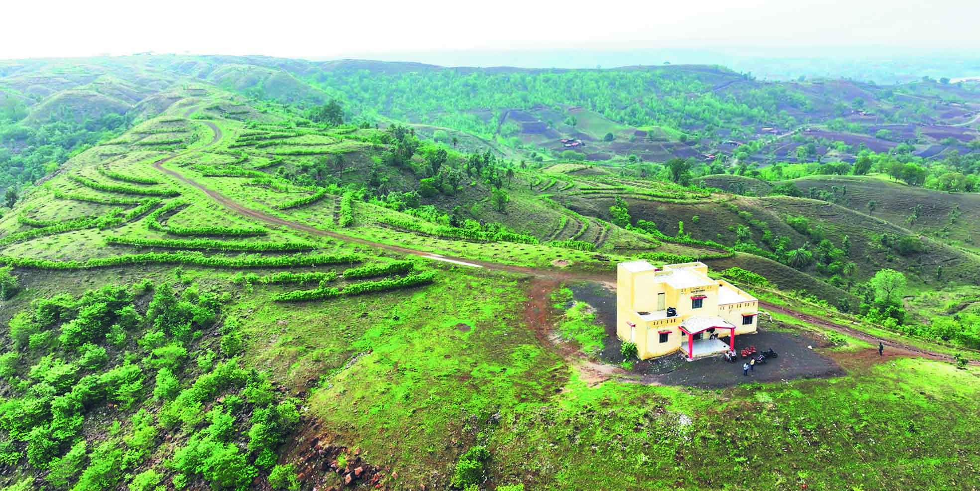 A view point is built on a 400 feet high hill.
