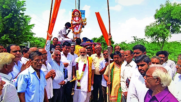 Statue of Saint Namdev Maharaj installed on the circle