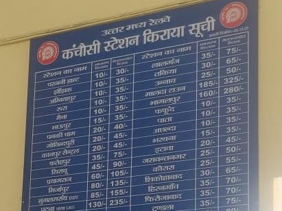 Kanchosi Station New Fare List | Passenger & Express Trains