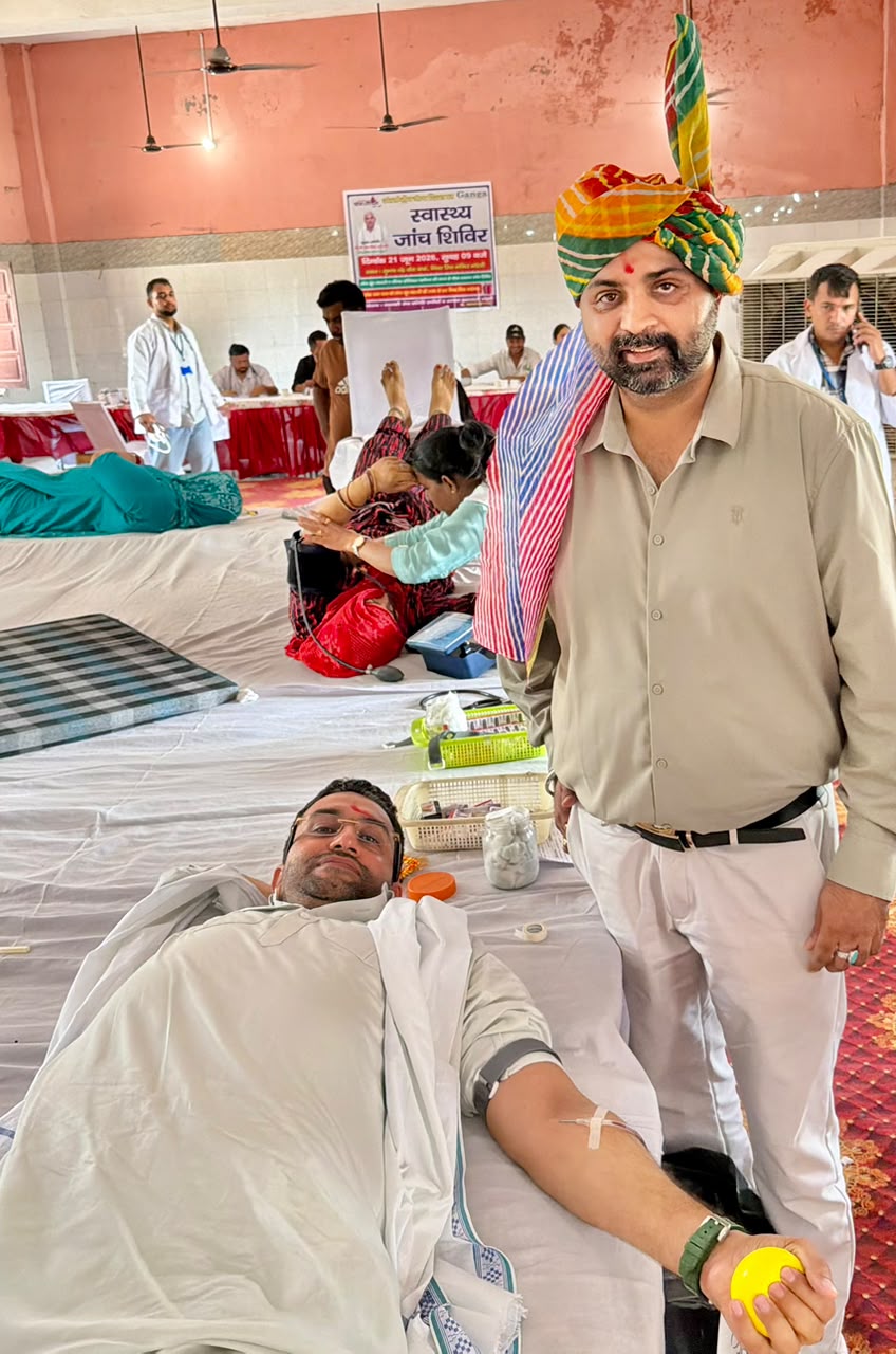 Blood donation and health camp organised on Yoga Day