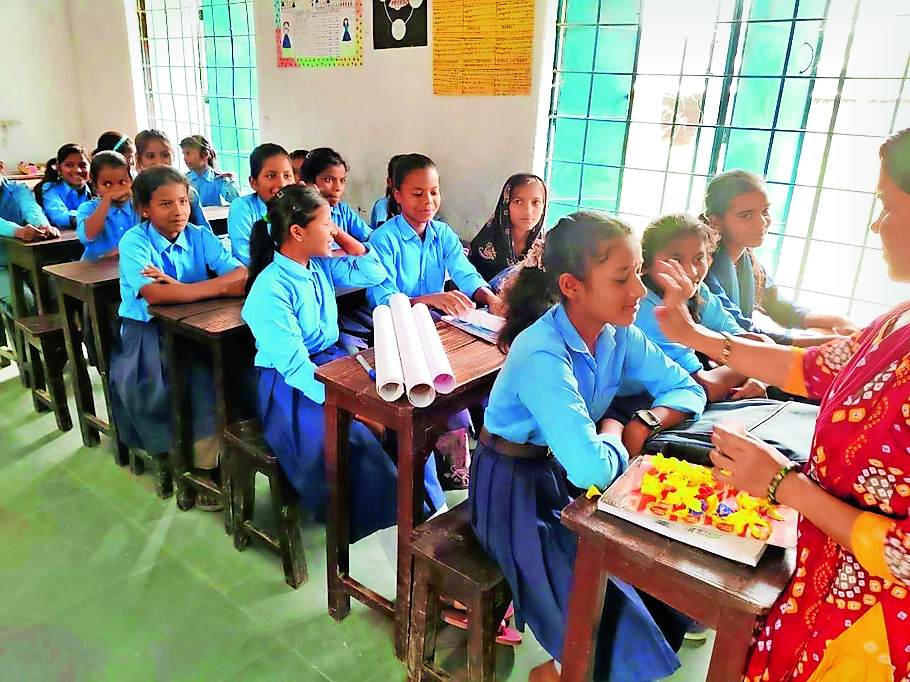 On the first day, children were welcomed by applying tilak and giving ...