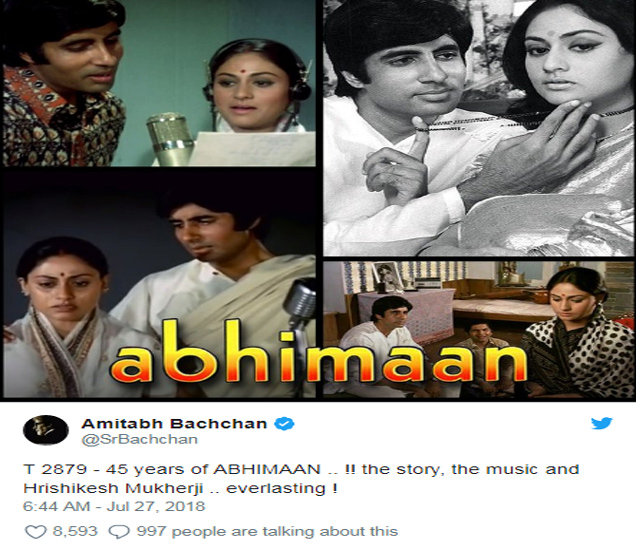 45 Years Completed For Amitabh Bachchan\'s Abhimaan