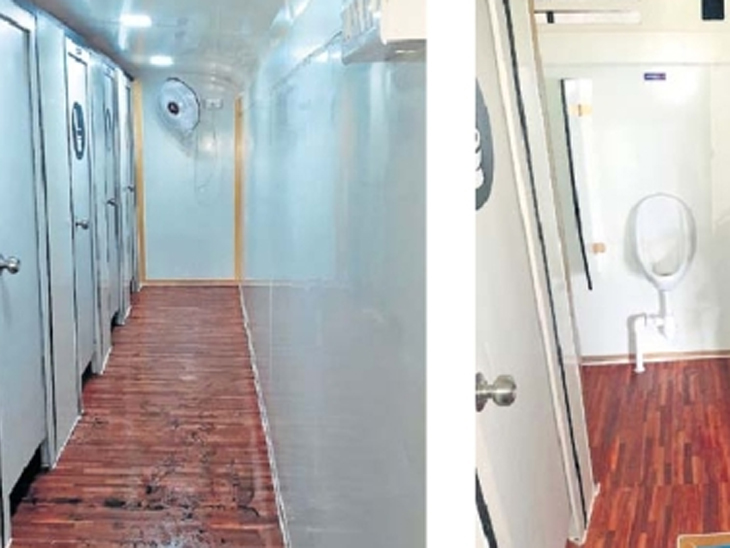 High-tech mobile toilet made from scrapped bus, Kolhapur Municipal ...