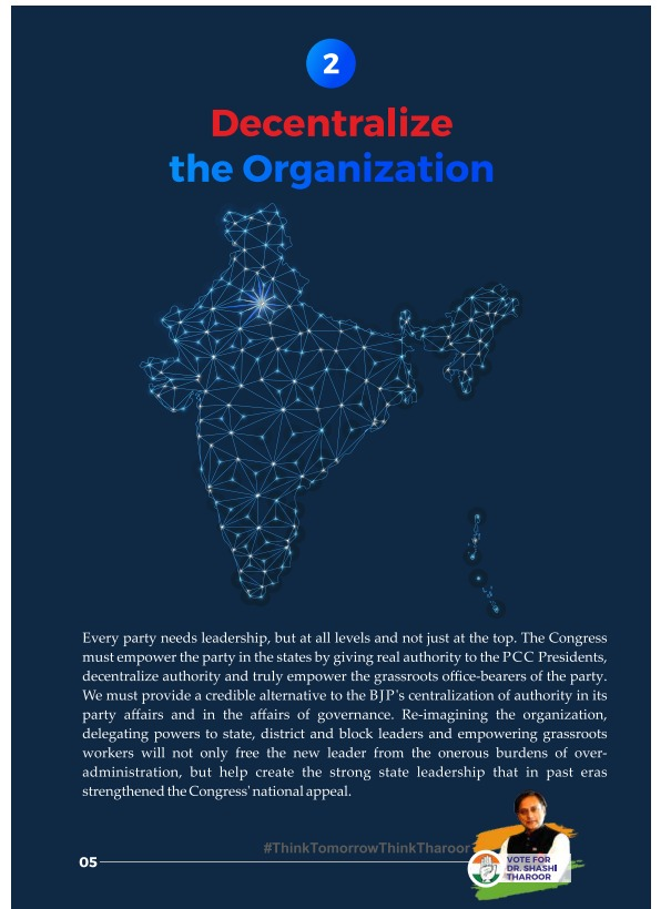 Shashi Tharoor Congress President Election Manifesto India Map ...