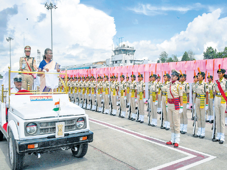 Tripura Women Police Squad salutes President Murmu; For the first time ...