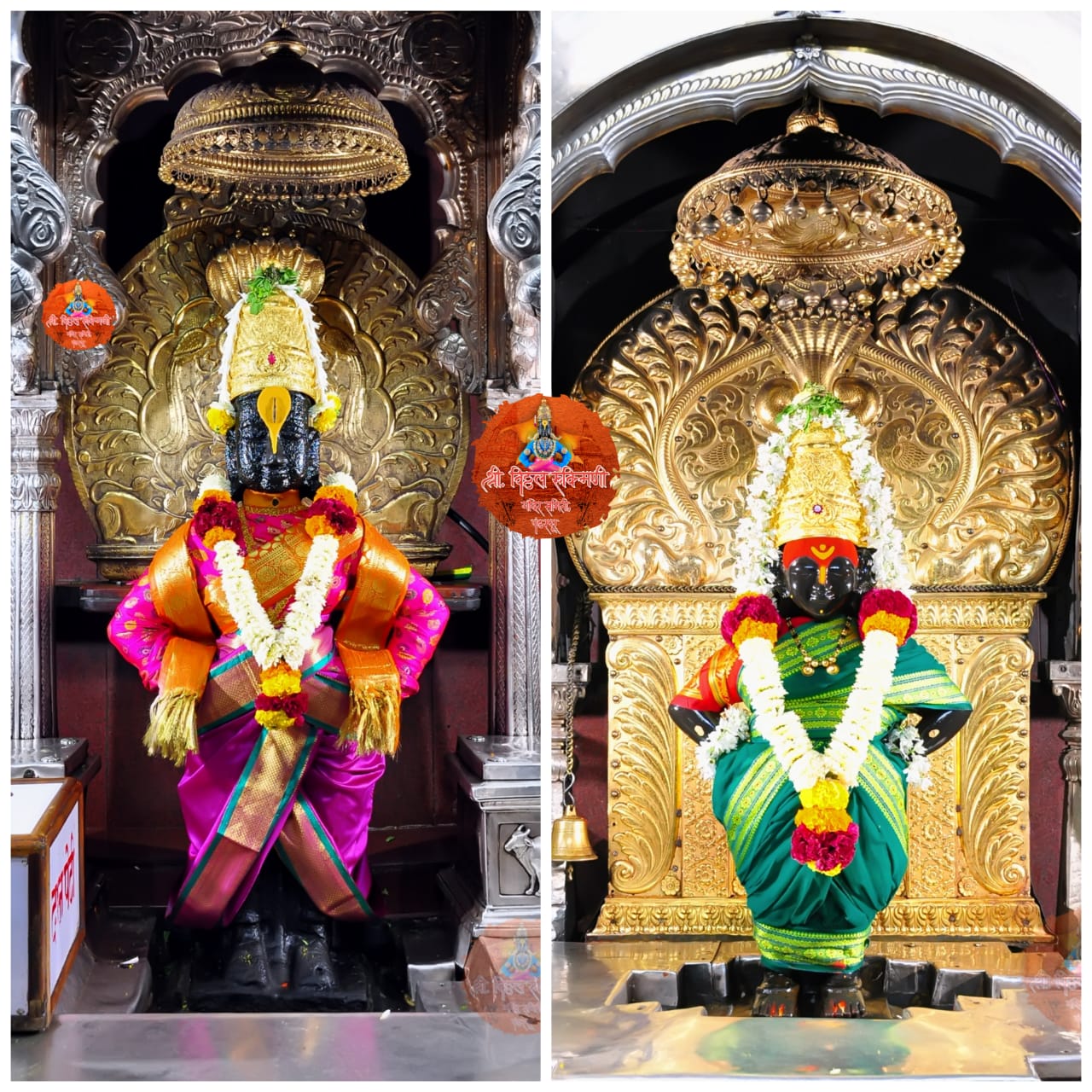 Vitthal-Rukmini temple in Pandharpur decorated with marigold flower ...