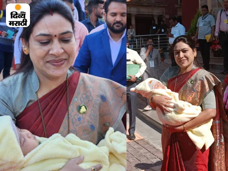 Saroj Ahire At Assembly With Newborn Baby; Winter Session 2022 | Ncp ...