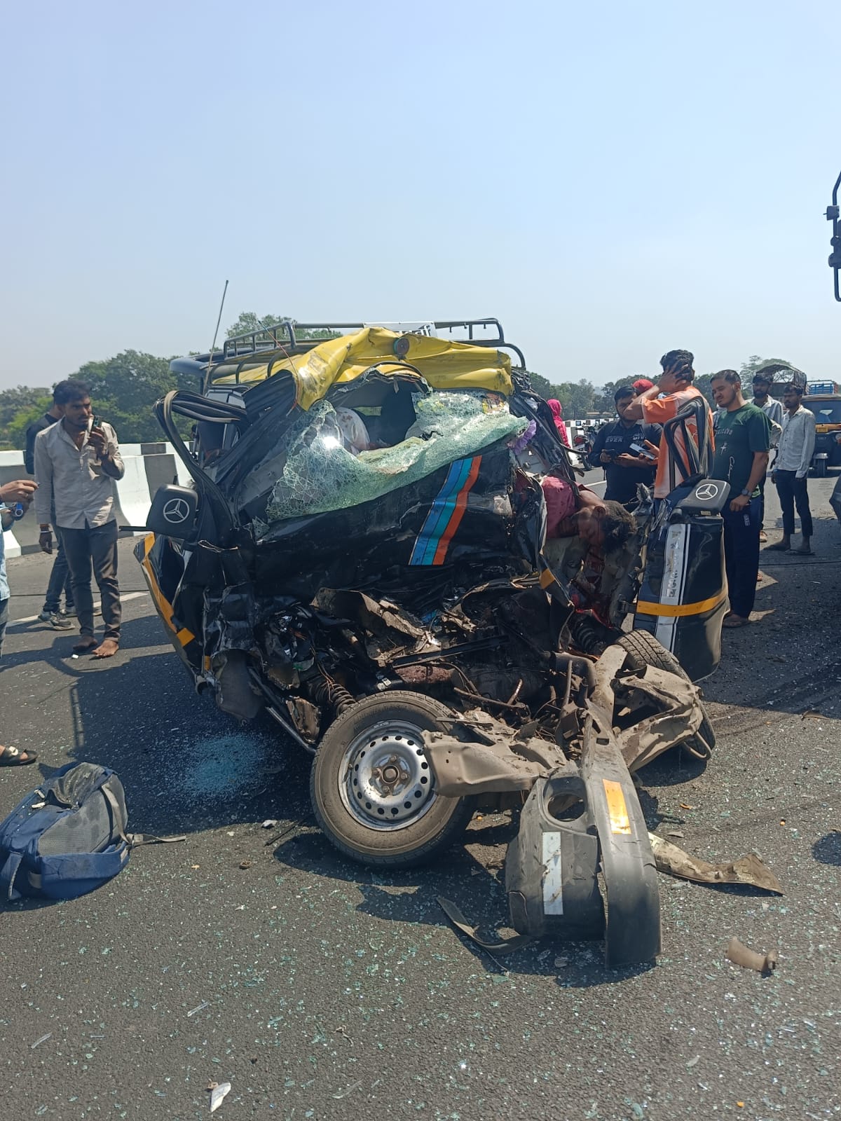 Kalyan-Nagar Highway Accident: Eco Car & Cement Mixer Truck Collision