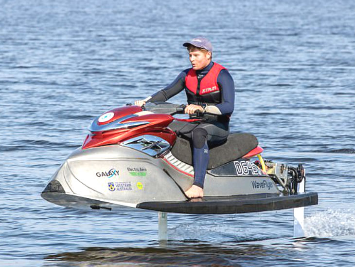 The world's first jet ski waveflyer, run slightly above the surface of ...