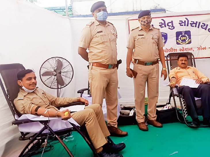 Blood donation camp was organized by Meghaninagar Police Station ...