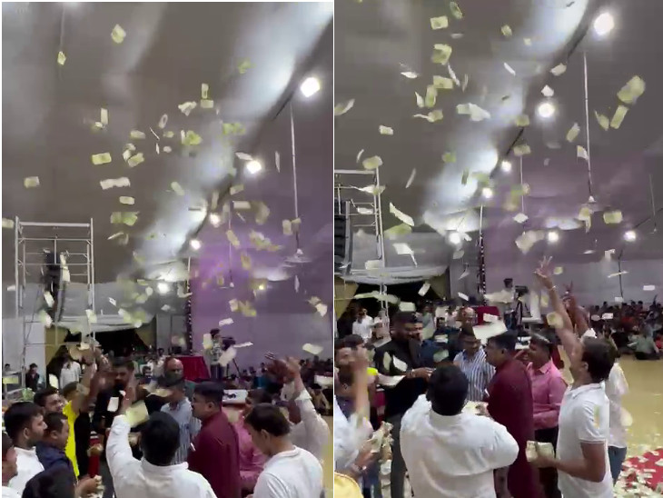 rupee rain on gujarat state minister in lokdayaro near gondal | મંત્રી ...