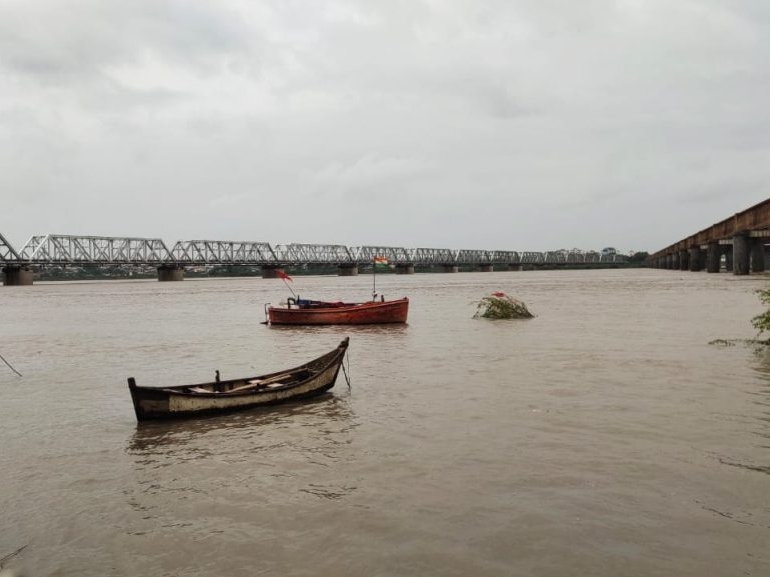 River Narmada near Bharuch has surged, flowing four feet above the ...