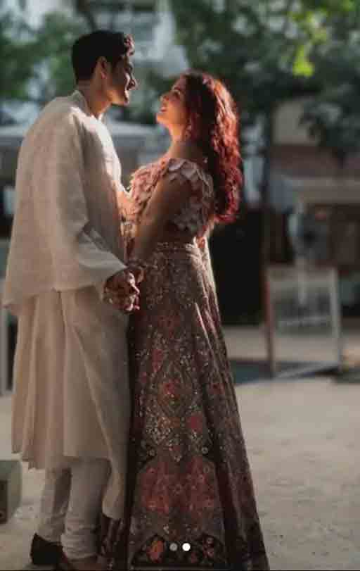 risha and ali shared a picture from the Sangeet ceremony, looking ...