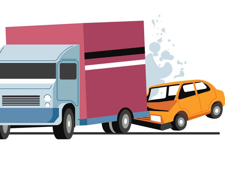 A woman died when a car hit the back of a truck standing on the side ...