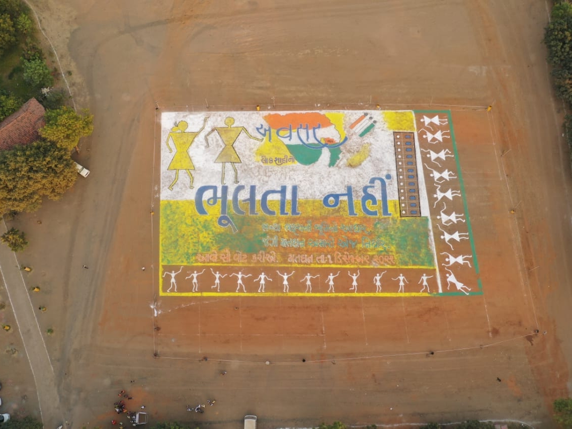 In Bharuch, artists and students made a rangoli of 5 thousand 625 ...