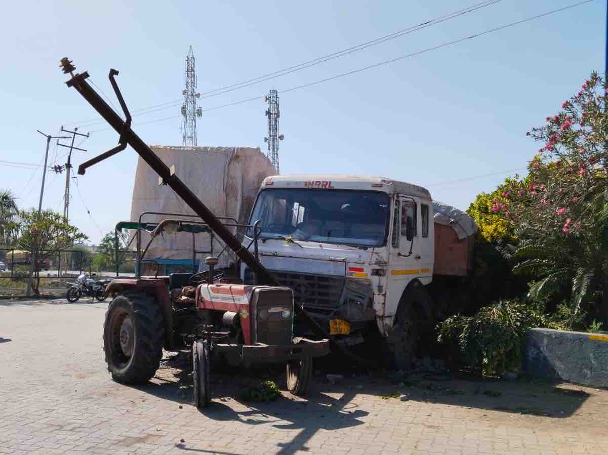 A large cattle village in Amreli caused a stampede after a cement-laden truck rammed into a ...