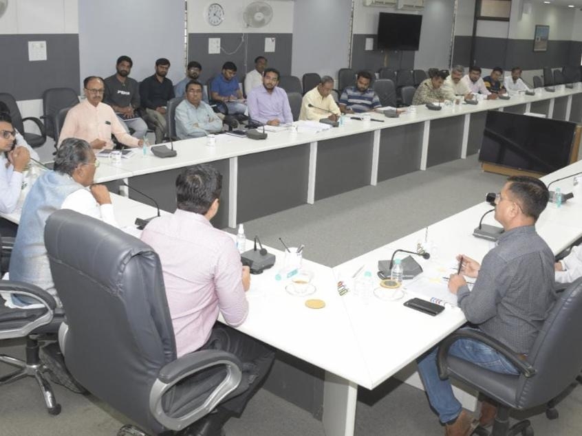 A review meeting was held at the Collector's office under the ...