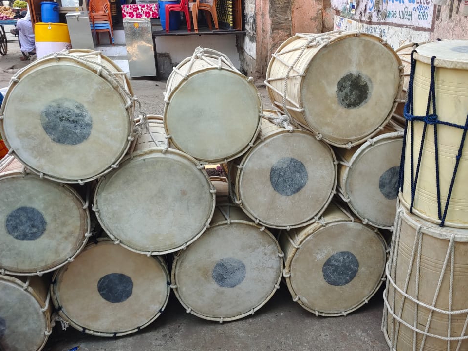 This desi dhol is specially made from leather; People from far and wide ...