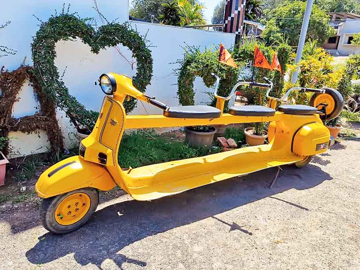 A youth from Undach village converted a scooter bought from a scrap ...