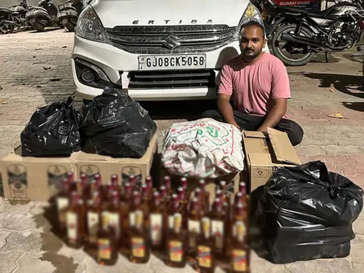 Patan police nabbed one with quantity of foreign liquor from Artika car ...