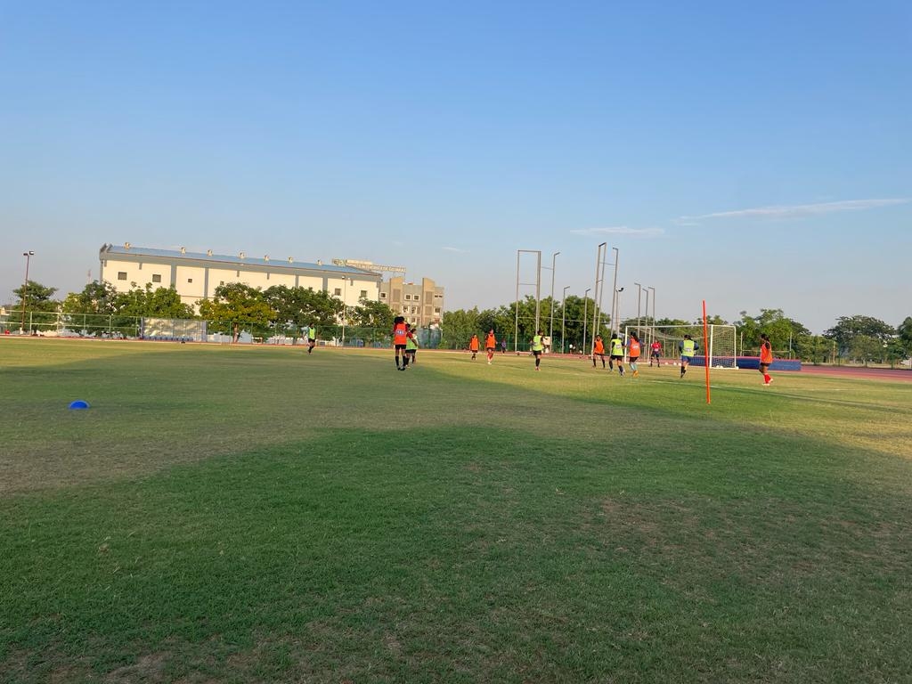 Sisters' Football Summer Coaching Camp at Saber Stadium in Himmatnagar ...