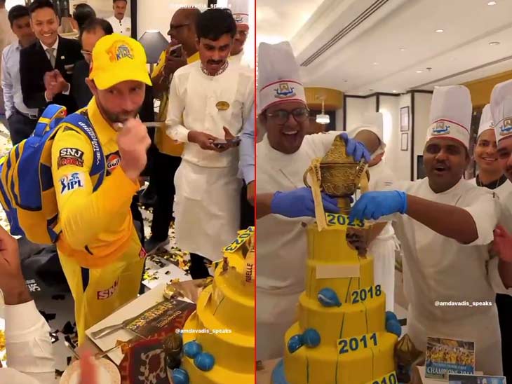 IPL Winner CSK Team Grand Welcome and celebration at ITC Narmada hotel ...
