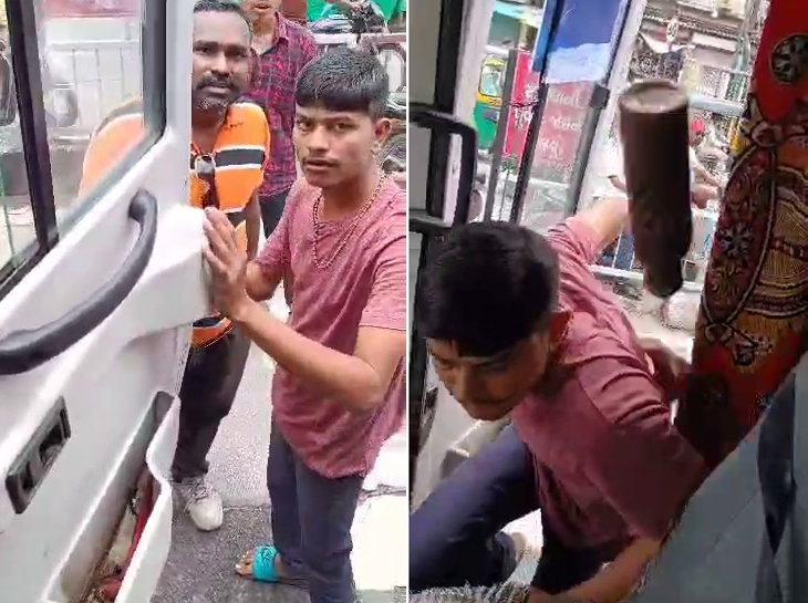 Biker who entered the BRTS route in Pandesara broke the glass of the ...