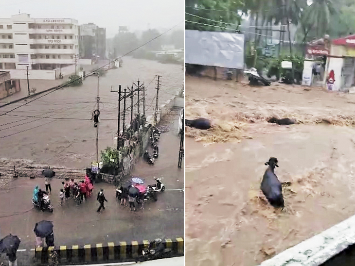 A flood of water; 13 inches in four hours at Navsari, 15 inches at ...