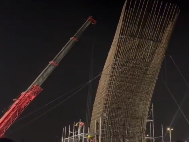 Under-construction bullet train pillar structure sags in Vadodara, rush ...