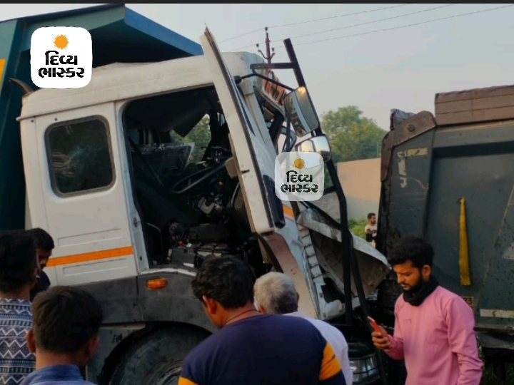 A dumper met with an accident near Jagudan Chowk in Mehsana, the driver ...