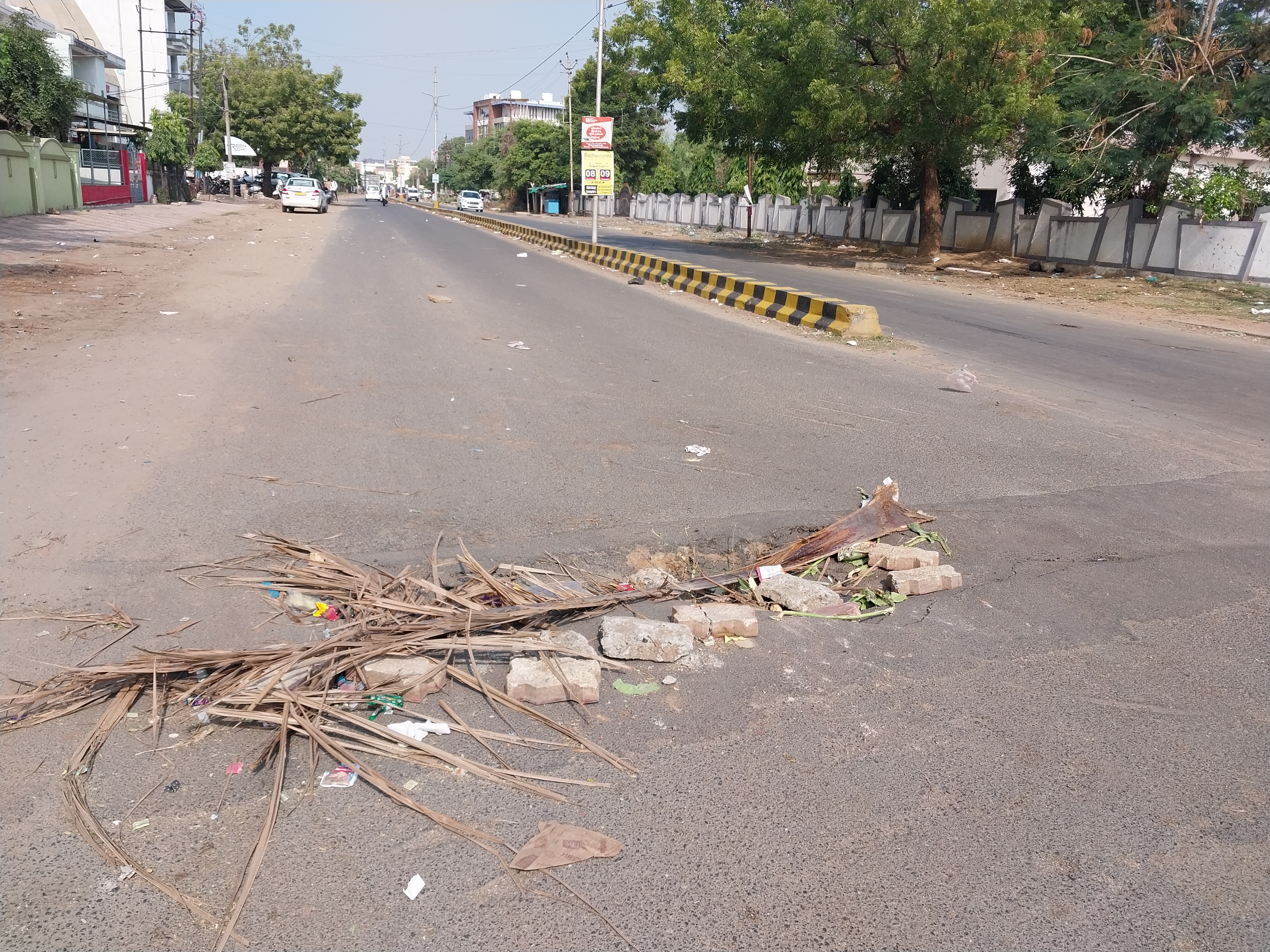An 80 feet road has sunk in 2 places due to the fault of the ...