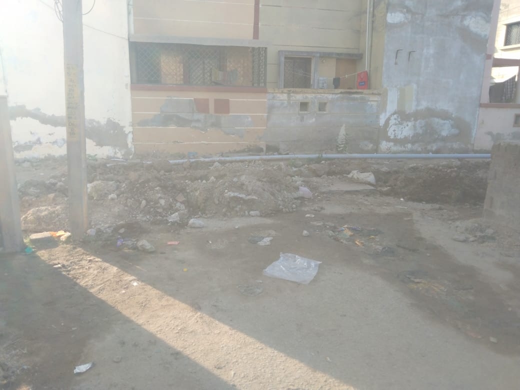 Damaged by the work of laying roads and water pipelines in the Srishti ...