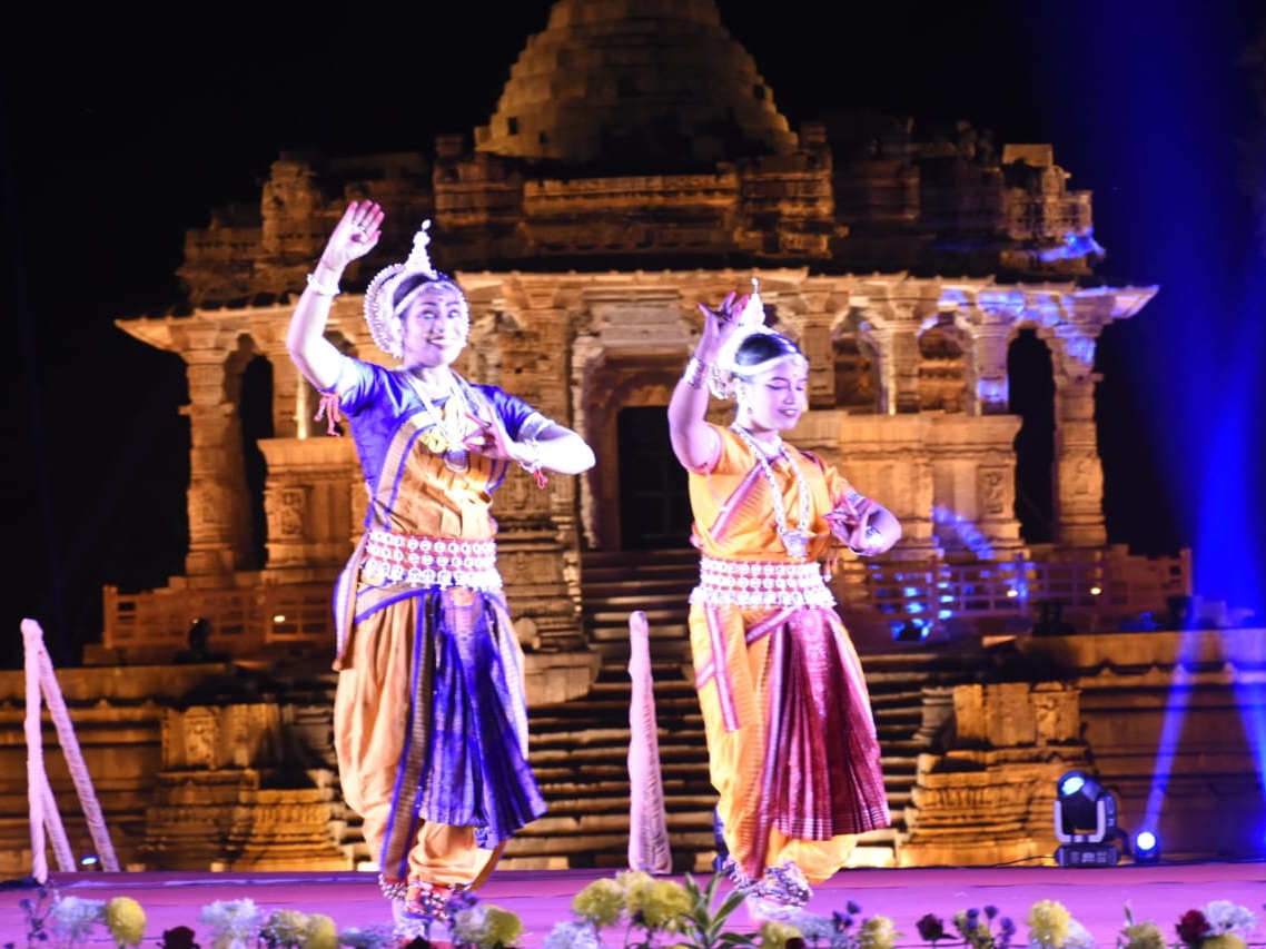 The world famous historic Modhera Sun Temple's courtyard created a ...
