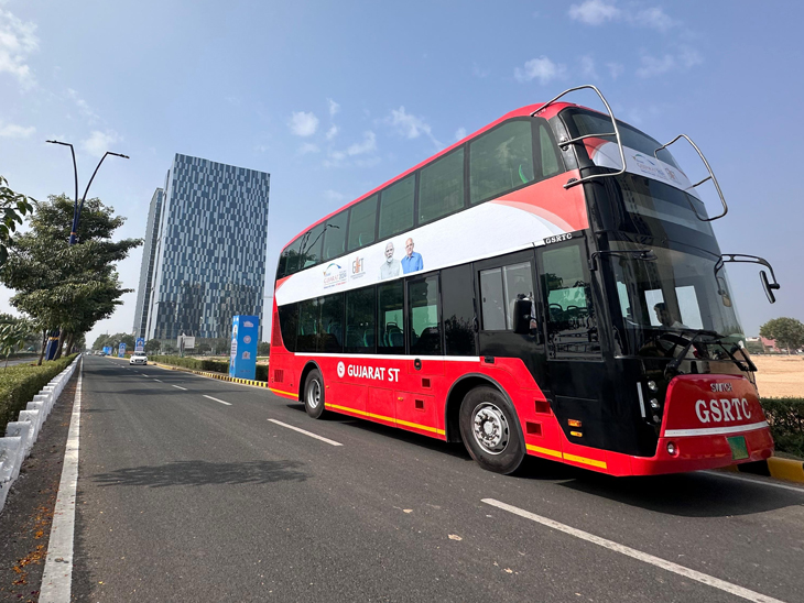 AMTS will run 6 double decker AC electric buses, 65 passenger capacity ...