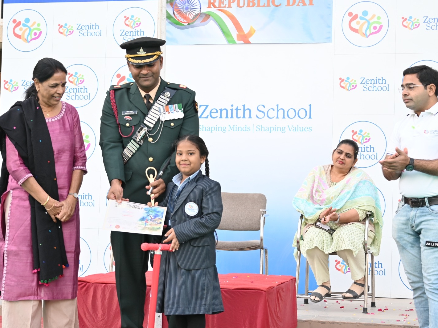 Flag Salute by former student Major Chintan Parmar at Zenith School