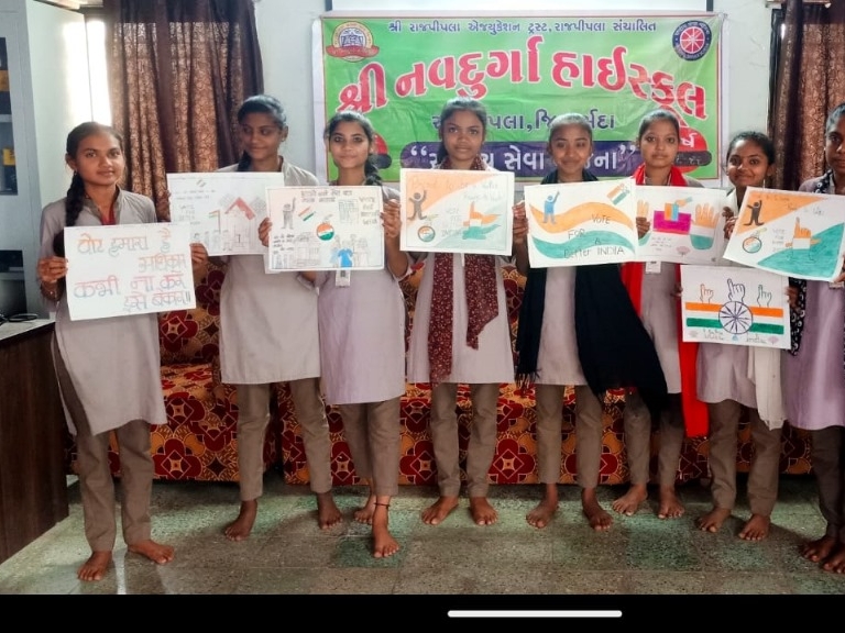 In Narmada district, students participated in programs including ...