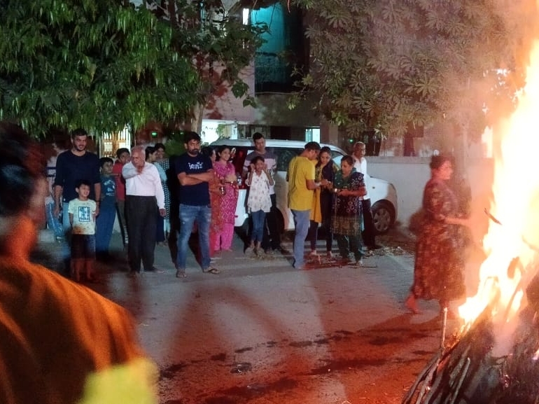 Holika Dahan was celebrated by the Tulsikunj Society of Ghodasar ...