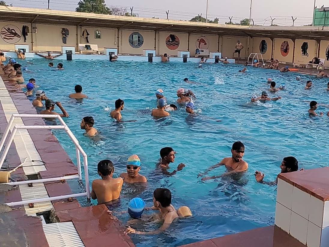 Around 800 people visit the Patan District Sports Complex swimming pool ...