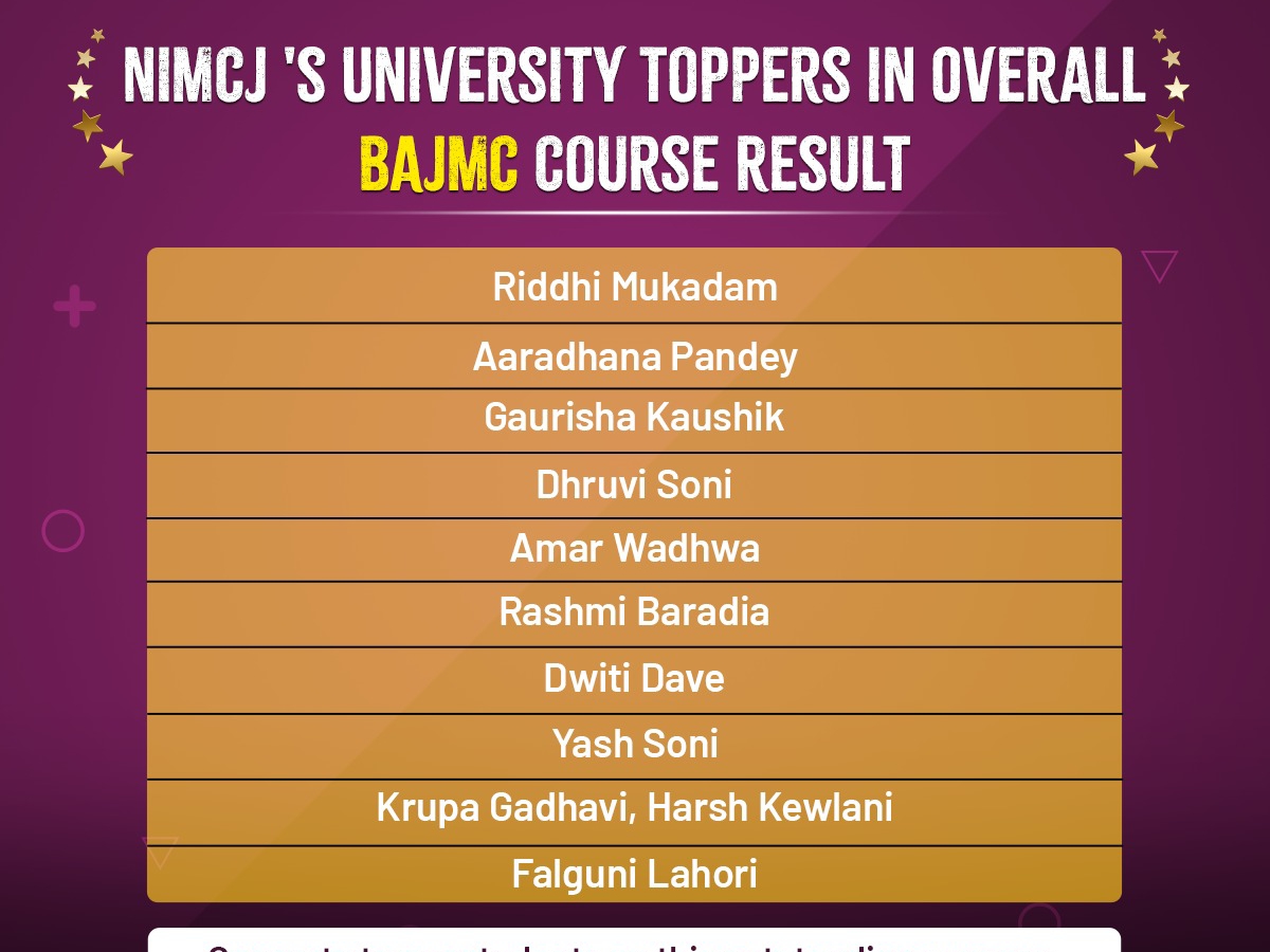11 students from BAJMC third batch of NIMCJ in university toppers list ...