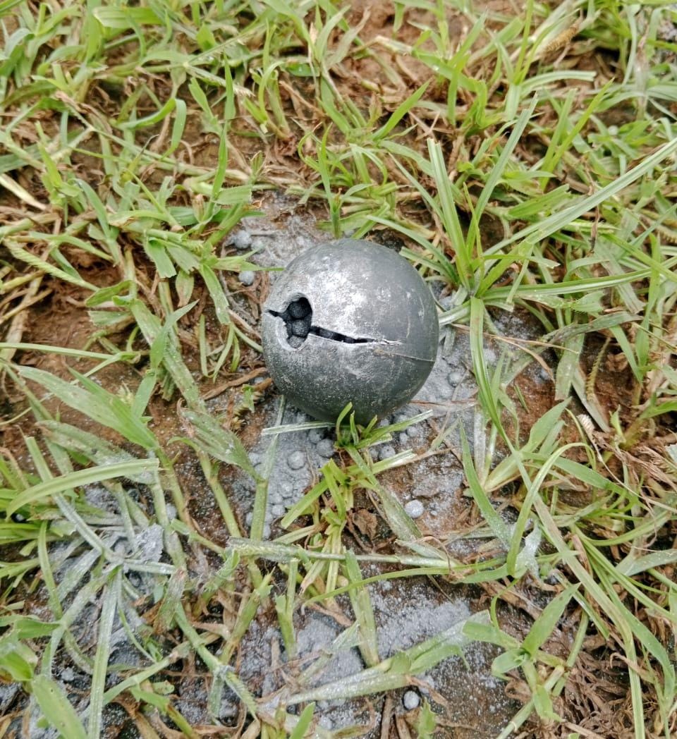 Curiosity among the villagers as a ball-like object falls from the sky ...
