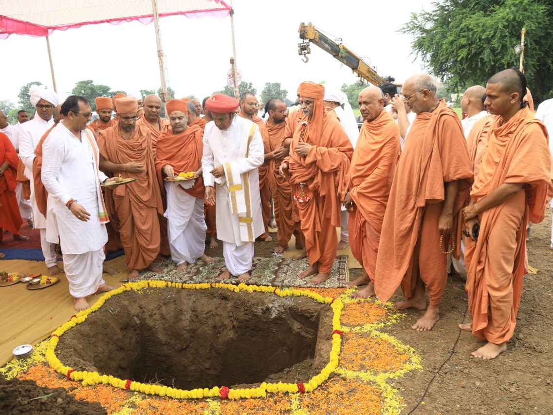 Saints hoisted the flag after flag pooja ceremony for the Maha Vishnu ...