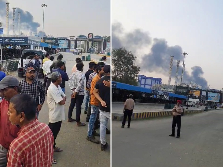 Massive fire at IOCL Refinery Company in Koyli, Vadodara, plumes of ...