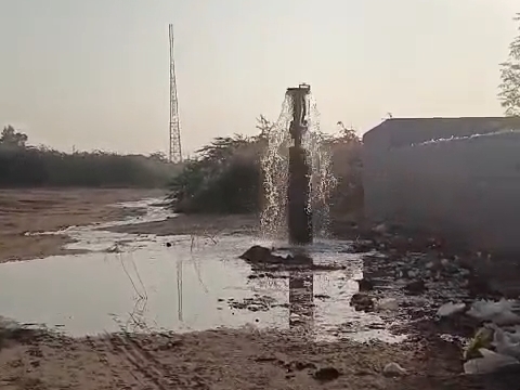 Leakage in the air valve of the Narmada water pipe line near Maninagar ...